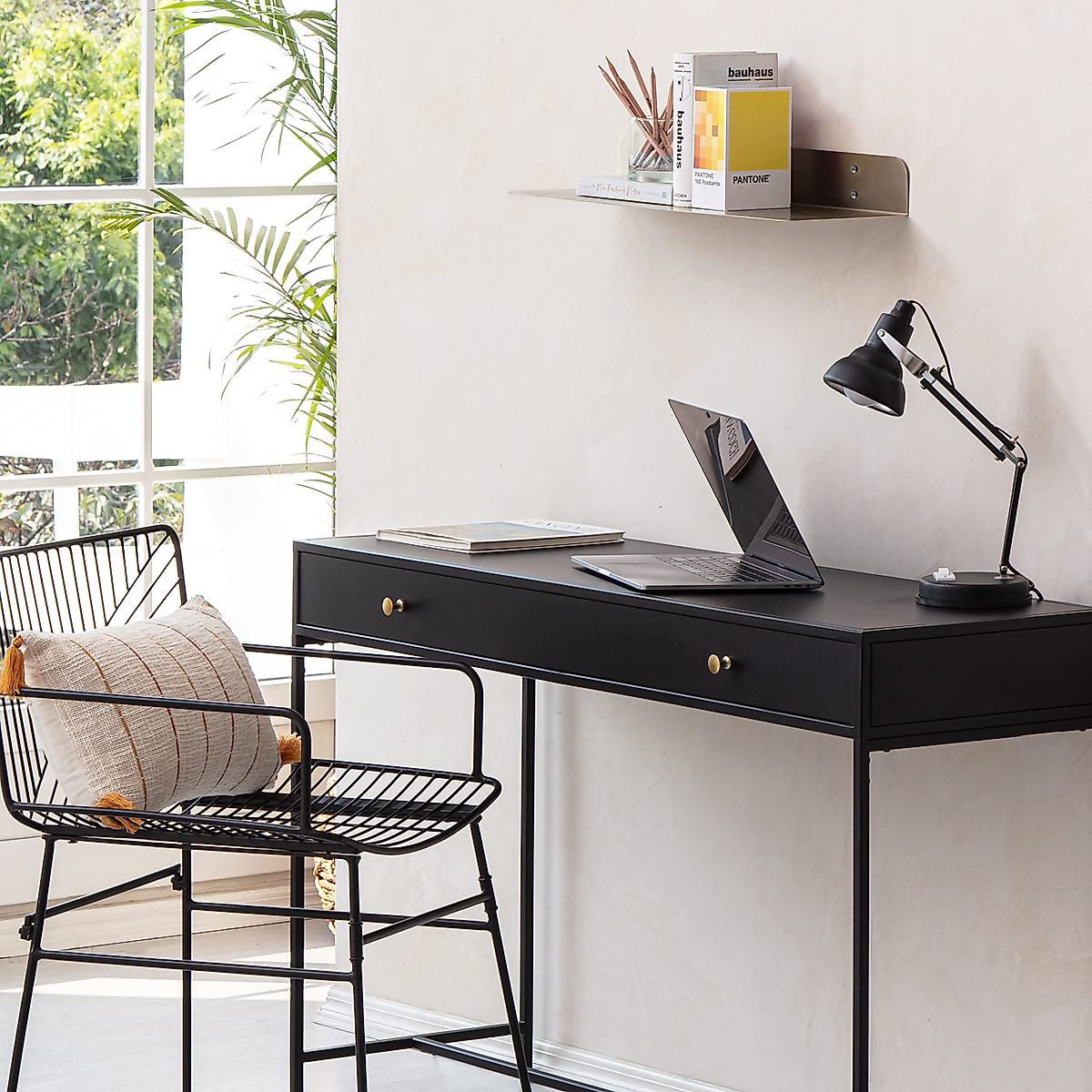 Saffron Fabs 24" x 8" Metal Wall Shelf in Brushed Nickel