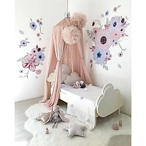 Modern Nursery Kids Bed Canopy - Baby Crib Bed Mosquito net reading Nook - princess house castle bed hanging sheer Canopy 10 layers (PINK)