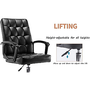 SHAWLA Chairs Mid-Back Flannel Adjustable Computer Office Desk Chair Lifting Study Chair (Color:Black)