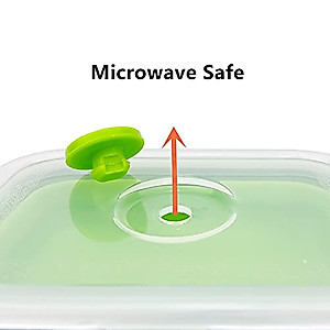 CCyanzi 3piece Collapsible Food Storage Containers with Lids, Silicone Lunch Container, Microwave & Freezer Safe, Space Saving for Kitchen Cabinet and Camping Backpack,(green gray)