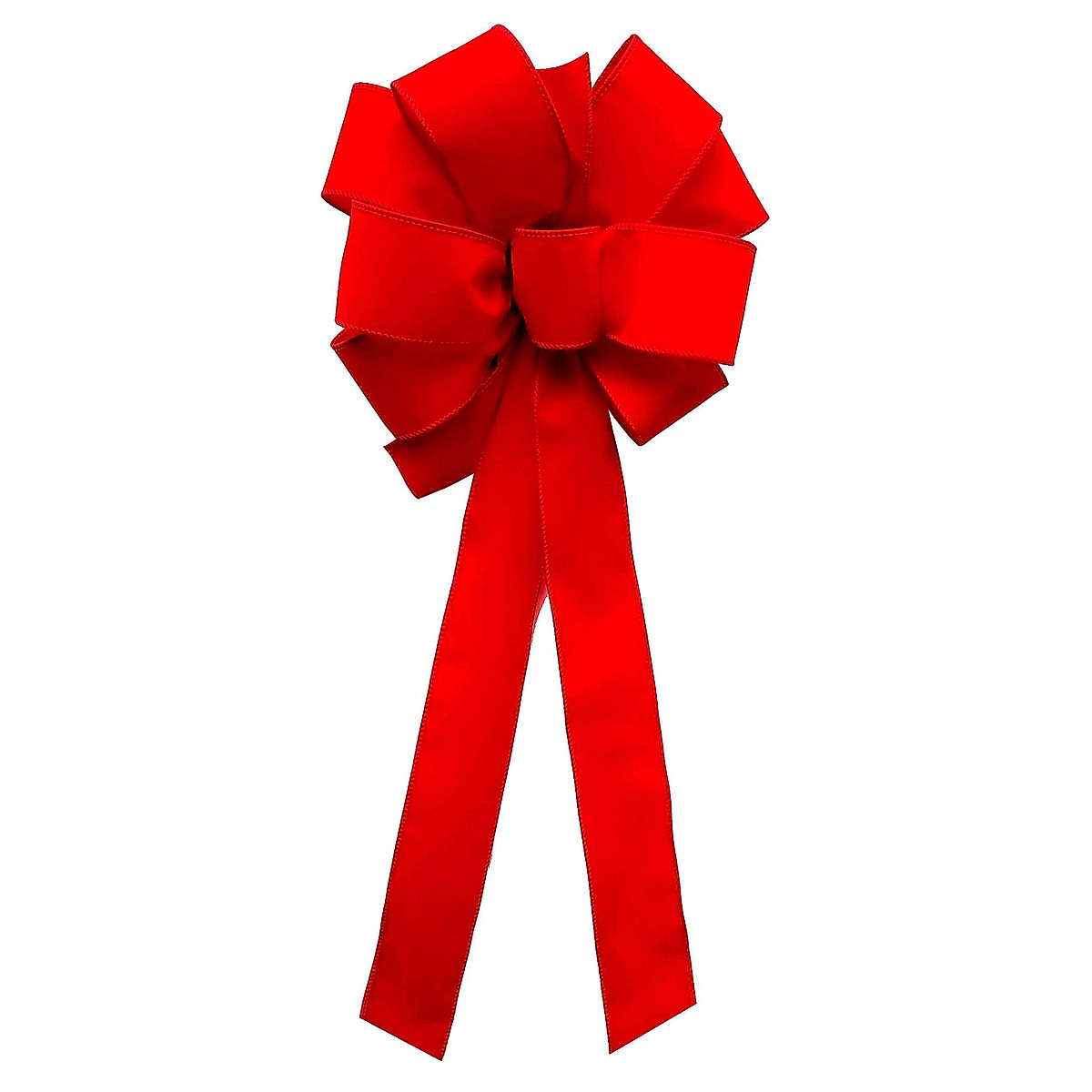12-Pack Christmas Bows 10" x 26" Handmade with 2.5" Red Velvet Red Wired Edge Ribbon Indoor Outdoor Handmade Wreath Bows | The Handmade Bow