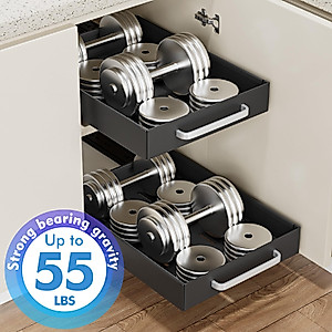 ARSTPEOE 【2 Pack】 Pull Out Cabinet Organizer, 16“-Deep Pull Out Drawers for Cabinets with Adhesive Nano Film, Slide Out Under Sink Storage Cabinet for Kitchen, Bathroom and Pantry (White)