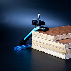 for Woodworking T-Track Clamps: ZokMok 4pcs Hold Down Clamps for Woodworking, 5 inches Length T Rail Track Slot Bolts Washeres and 5-star Nuts (T TRACK CLAMPS, Light Blue)