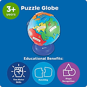 Learning Resources Puzzle Globe - 14 Pieces, Ages 3+ Preschool Learning Toys for Boys and Girls, Earth Globe for Kids