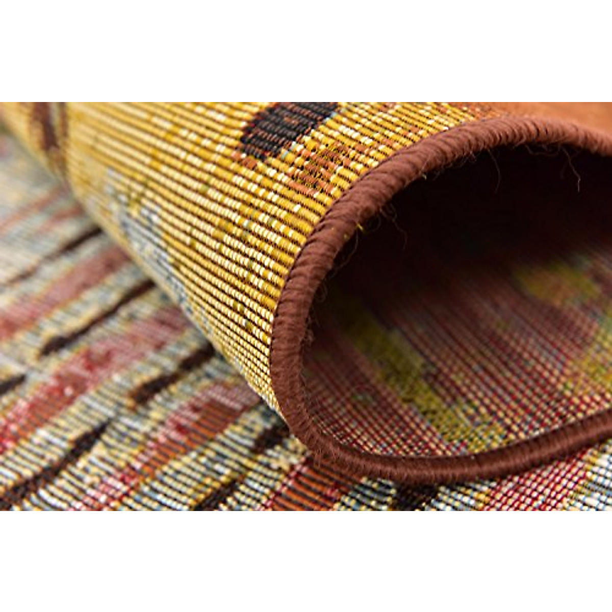 Unique Loom Outdoor Modern Collection Area Rug - Pine (5' 3" x 8' Rectangle, Multi/ Brown)