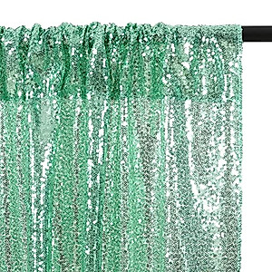 Green Sequin Backdrop Curtain, 2 Panels Mint Green Sequin Backdrop, 2FTx8FT Sequin Curtains for Party Wedding Sequence Backdrop