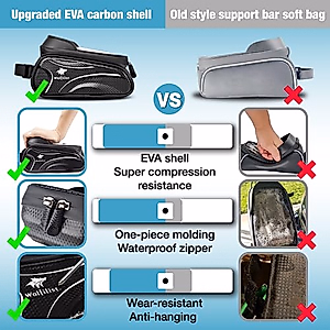 WOLFILIST Bike Bag, Waterproof Bike Frame Bag with Sun-Visor Rain Cover, Bike Phone Holder with TPU Sensitive Touch Screen