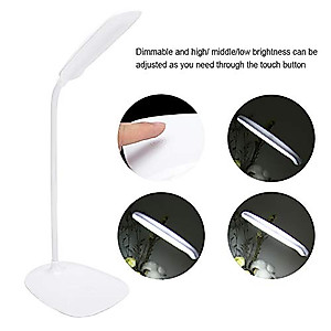 Haofy LED Desk Lamp with Flexible Gooseneck, USB Table Lamp with 3 Level Brightness Bedside Reading Light Touch Switch Dimmable Reading Studying Light