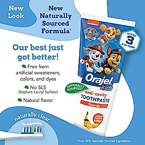 Orajel Kids Paw Patrol Anti-Cavity Fluoride Toothpaste, Natural Fruity Bubble Flavor, 4.2oz Tube