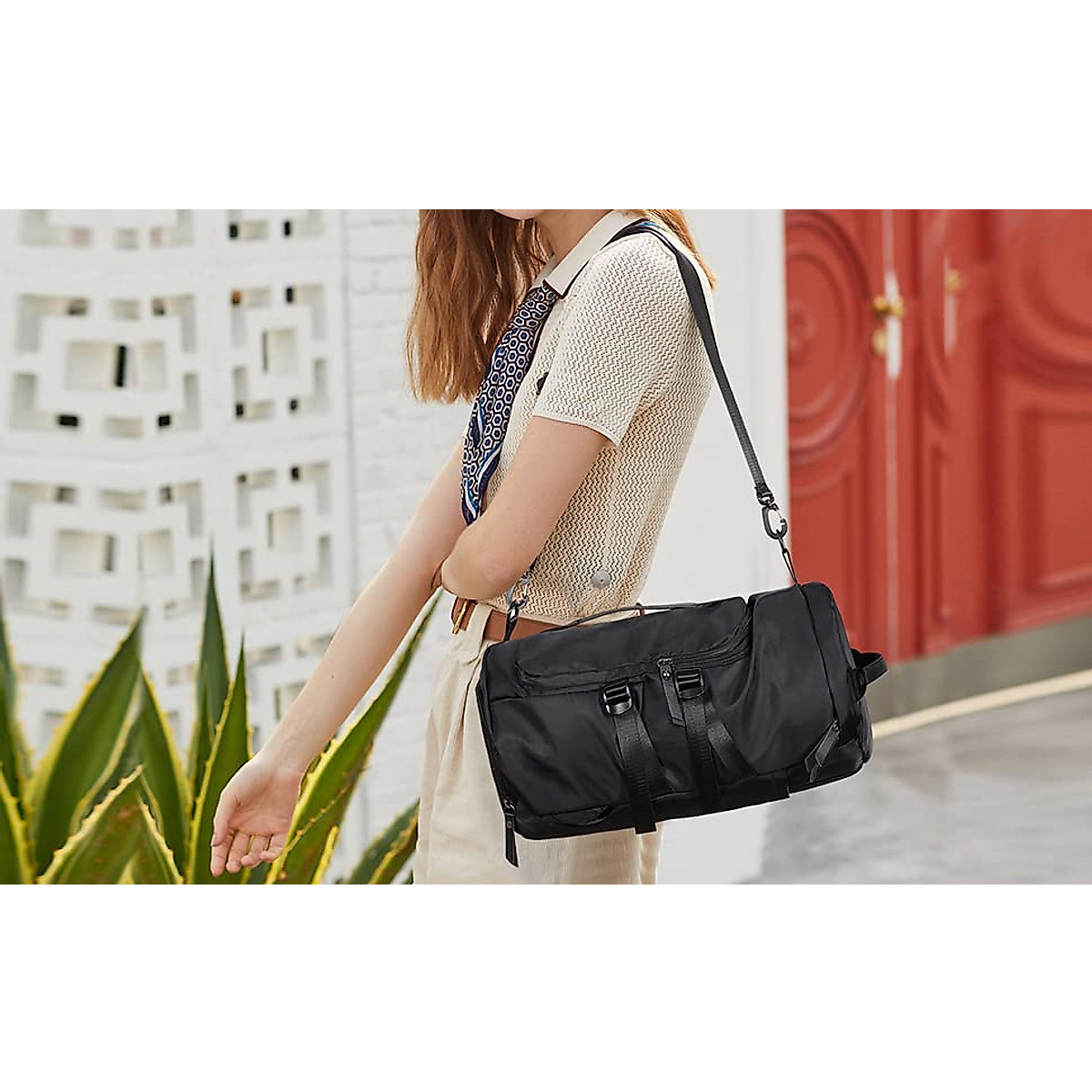 Small Gym Bag for Men and Women, Black Gym Backpack with Shoe Compartment, Weekender Backpack, Workout Bag for Exercise, Travel Duffle Backpack for Cycling, Swiming, Camping