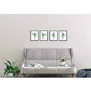 Girl Ballet Dancers Abstract Wall Art Print 8 x 10" Set of 4 Unframed, White Background, Perfect for for Ballerina, Teacher and Lover of Ballet, Ideal Bedroom, Dance Studio, Locker Decor