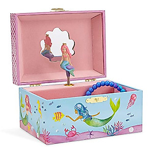 Jewelkeeper Mermaid Musical Jewelry Box, Underwater Design with Narwhal, Over the Waves Tune