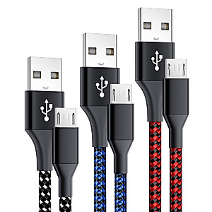 3-Pack 6FT Micro USB Cable Android Charger Cord,Long Braided Fast Micro-USB Charging Cable Compatible with Fire Tablet, Kindle,Samsung Galaxy S7 S6 J7 Tab A E 4,PS4 Xbox LG K40 K20 Moto E4 E5 E6 Phone