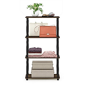 Furinno Turn-N-Tube 4-Tier Multipurpose Shelf Display Rack, Classic Tubes, Columbia Walnut/Black