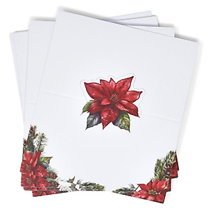 100 Pack Christmas Place Cards Holiday Seating Name Card Die Cut Xmas Poinsettia Flower Table Setting Folded Paper Tent Cards for Winter Dinner Wedding Tables Placement Party Decorations 2" x 3.5"