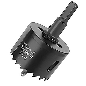 KEILEOHO 2 Inch 51 MM Black Hole Saw with Heavy Duty Arbor, Drill Bit and Hex Wrench for Cornhole Boards, Plywood, Iron Board, Acrylic, Ducts, Ceiling Lights, Cinder Wall