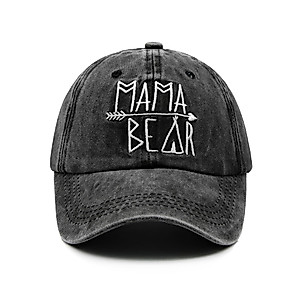 Waldeal Women's Embroidered Mama Bear Hat Vintage Distressed Baseball Dad Cap Black