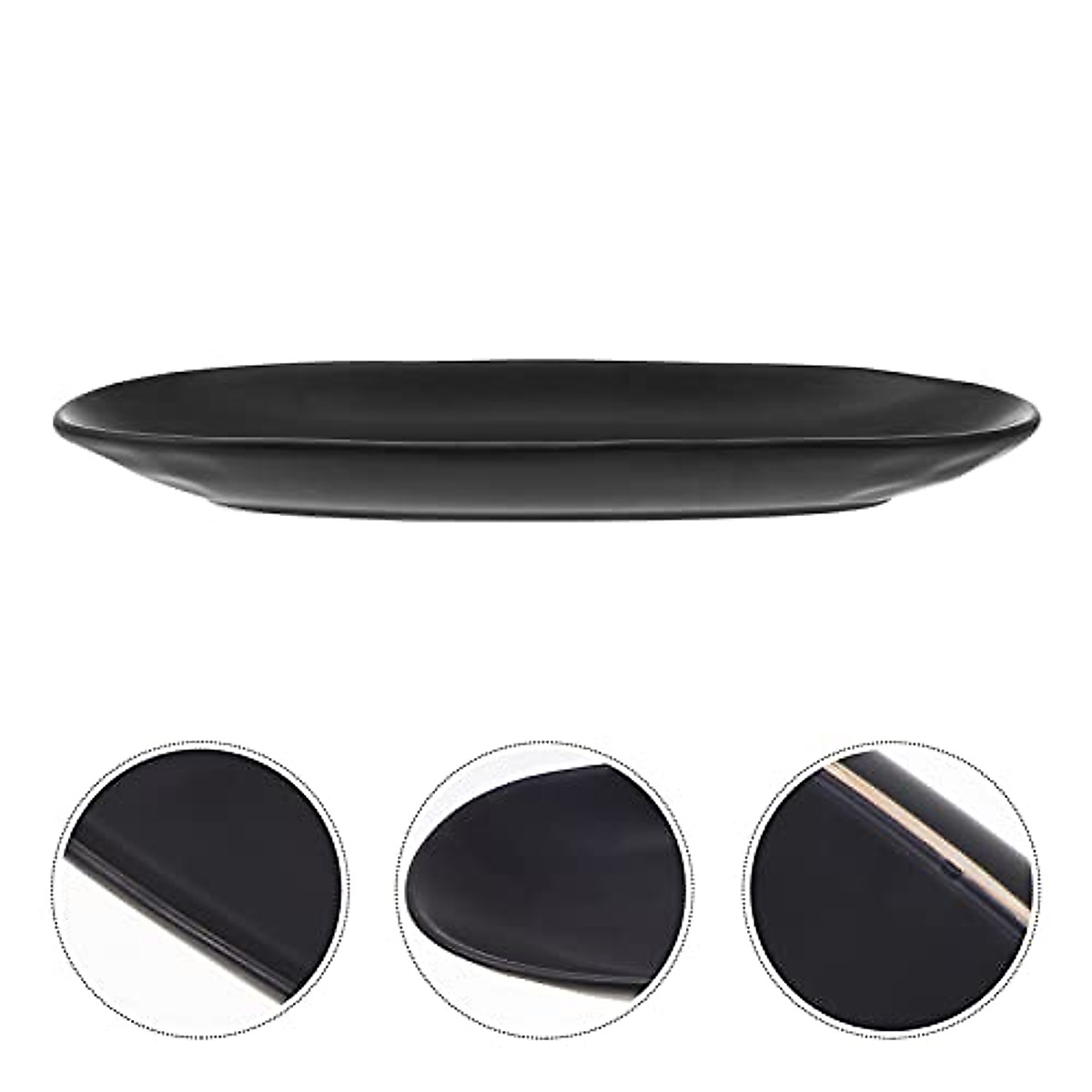 DOITOOL Ceramic Sushi Dish Oval Platter Tray Japanese Style Food Plate Dinner Plate Serving Trays Appetizers Plate for Home and Kitchen Black