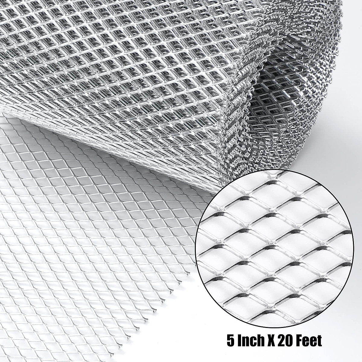 Gutter Guard Mesh 5 Inch x 20 Feet Aluminum Gutter Guard from Leaves Gutter Covers Screen Leaf Gutter Guard Protection for DIY Cutting Leaf Rain Gutter Guards, Silver