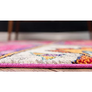 Unique Loom Sedona Collection Distressed, Southwestern, Over-Dyed, Tribal, Abstract Area Rug, 3 ft 3 in x 3 ft 3 in, Pink/Beige