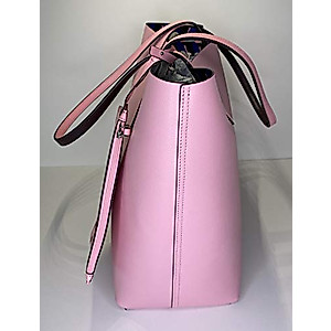 Kate Spade New York Arch Love Birds Large Reversible Tote bundled with matching Large Slim Bifold Wallet (Pink/Blue/Geo Birds)