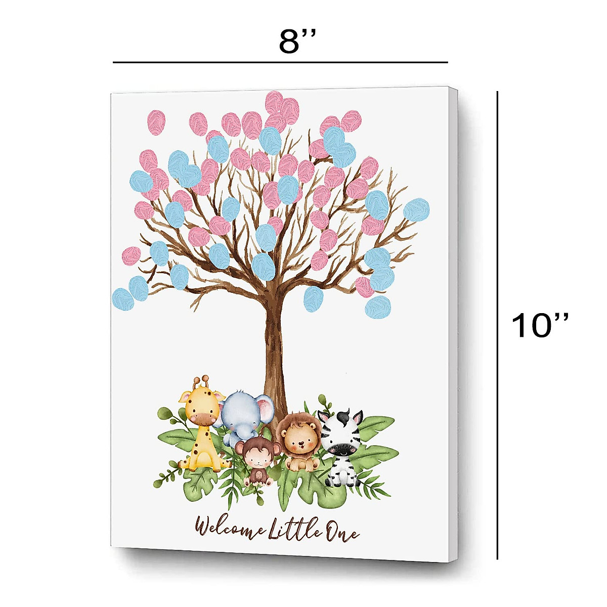 LNOKRIM Baby Shower Guest Book Fingerprint Tree Canvas, Jungle Safari Theme Gender Reveal Supplies, Personalized Alternative Guest Book,Fingerprint Guest Book