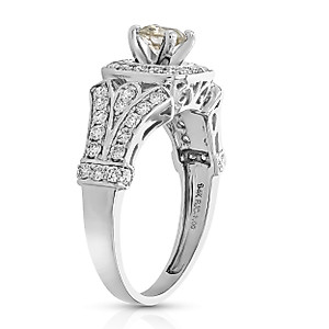 Vir Jewels 1 cttw Diamond Halo Wedding Engagement Ring 14K White Gold Cushion Shape Bridal Size 6
