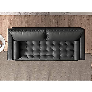 US Pride Furniture NS5452-L Caladeron Mid-Century Modern Loveseat in Faux Leather, PVC Black