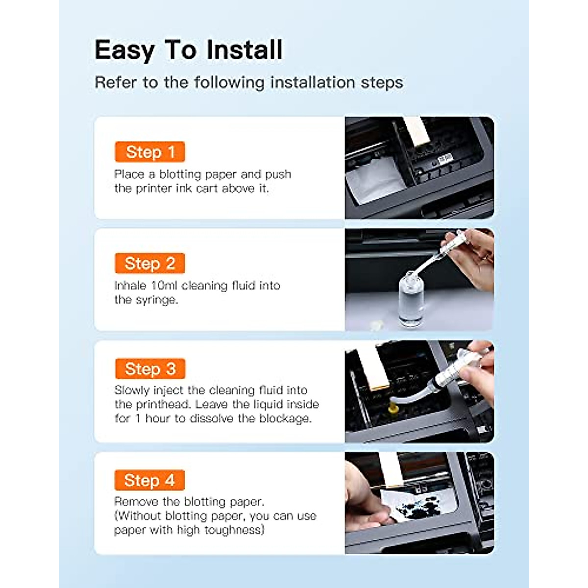 E-Z Ink (TM Printer Cleaning Kit|Printhead Cleaning Kit|for HP/Epson/Canon/Brother Inkjet Printers WF-7710 WF-3640 7620 8600 8610 8620 WF-2750 WF-2650 ET-2750 ET-2650 Liquid Printers Nozzle (100ml)