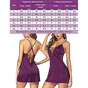 Avidlove Women Chemise Lingerie Satin Lace Nightgown Lace Babydoll Sleepwear Dress (Small, Purple)