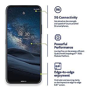 Nokia 8.3 5G | Android 10 | Unlocked Smartphone | Dual SIM | US Version | 8/128GB | 6.81-Inch Screen | 64MP Quad Camera | Polar Night