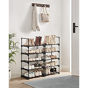 SONGMICS Shoe Rack, 10 Tier Shoe Organizer, Metal Shoe Storage Shelf for 20 Pairs of Shoes, Easy to Assemble, Entryway, Black ULSA25BK