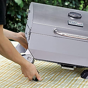 Royal Gourmet GT1001 Stainless Steel Portable Grill, 10000 BTU BBQ Tabletop Gas Grill with Folding Legs and Lockable Lid, Outdoor Camping, Deck and Tailgating, Silver