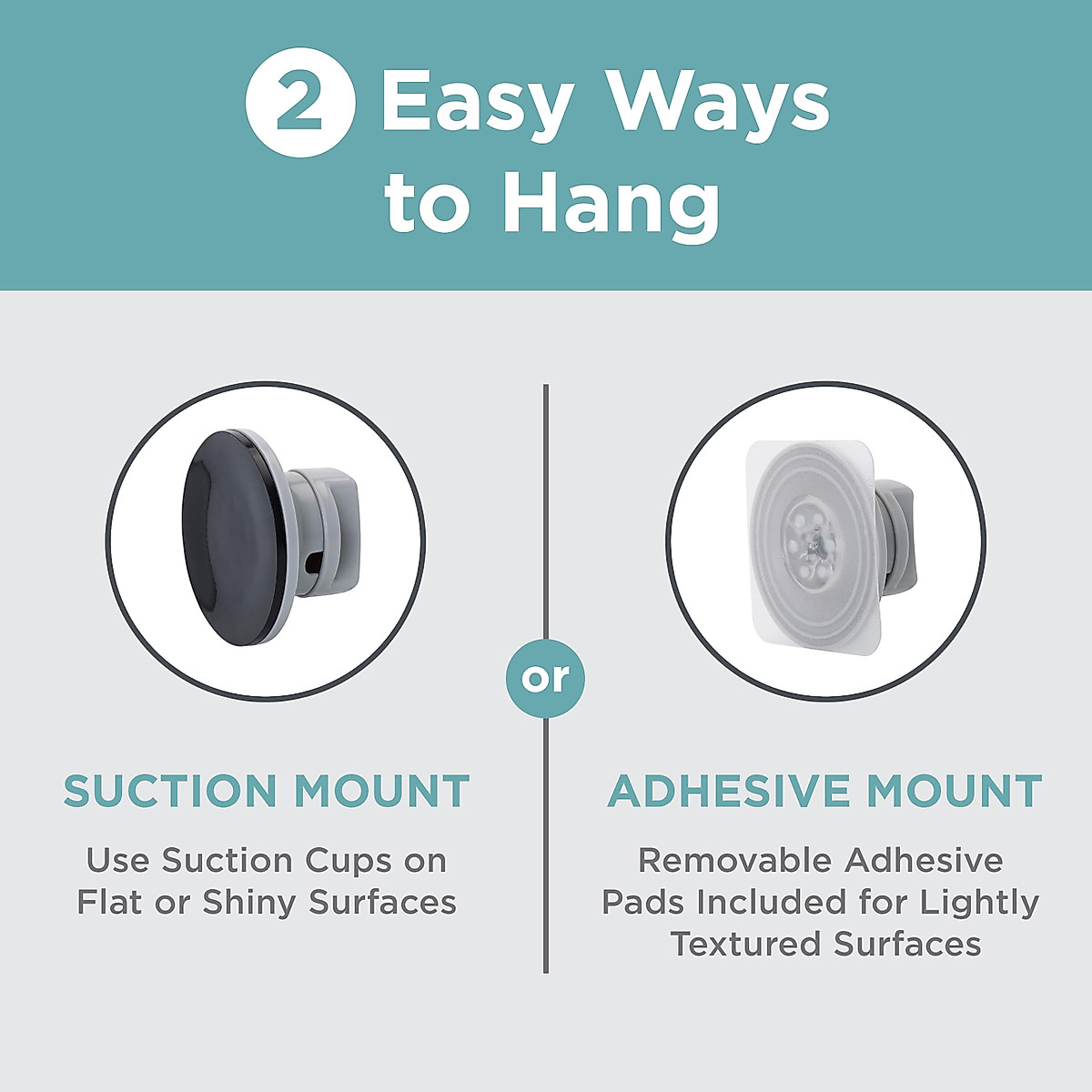 Zenna Home Adhesive or Suction Mount Shower Basket, Rustproof Shower Storage and Bath Organizer Caddy, No Tools, No Drilling, Easy Wall Mount Installation, Power Grip Pro, Stainless Steel