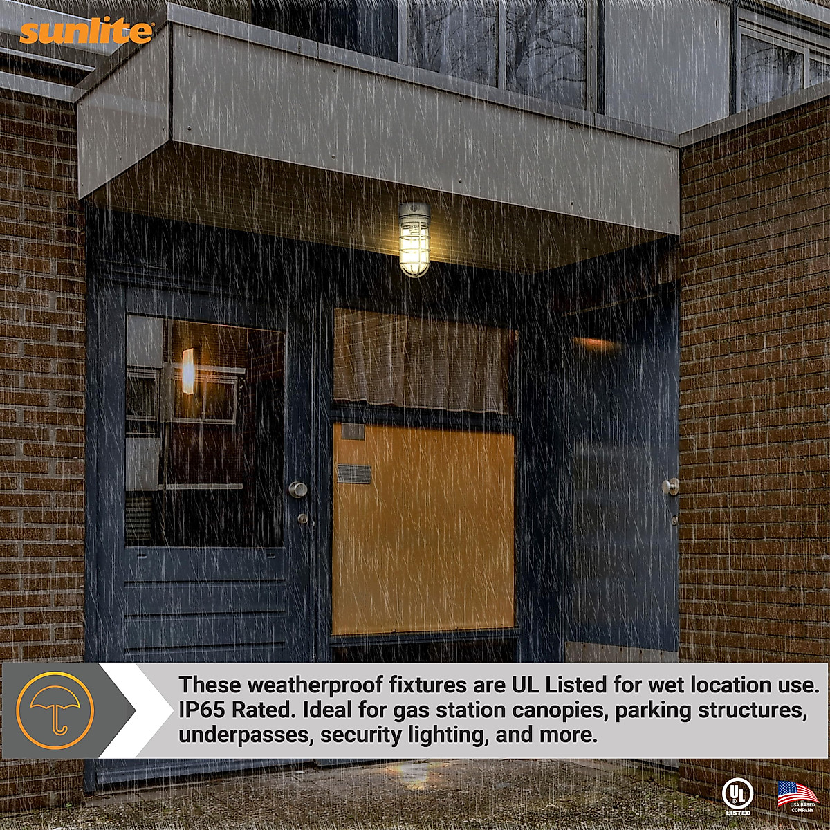 Sunlite 41329-SU Vaporproof Industrial Jar Fixture, Ceiling Mount, Medium Base Socket (E26), 100W Max, 120 Volt, Outdoor, UL Listed, Clear Glass Jar, Metallic Finish