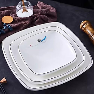 Popcorn or Decoration Ceramic Plate Cold Dish Personalized Hotel Creative Shape Household Commercial Cold Dish Square Dish Plate Sustainable Serving Bowl for Salads, Fruit, Pasta ( Size : Small )