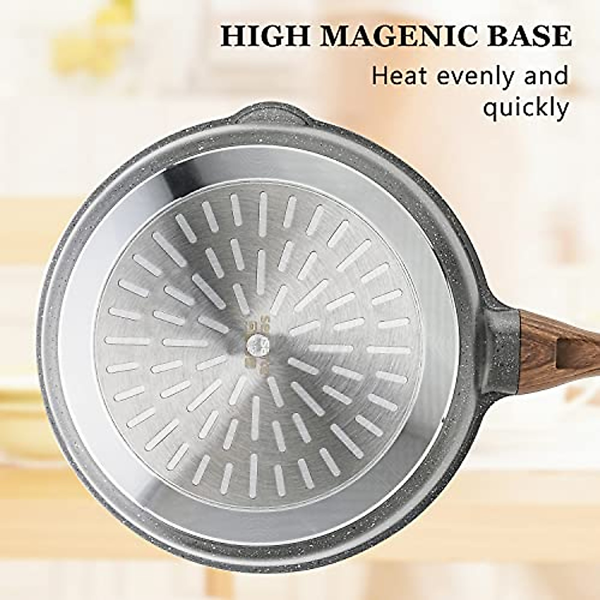 SENSARTE Nonstick Deep Frying Pan Skillet, 11-inch Saute Pan with Lid, Stay-cool Handle, Chef Pan Healthy Stone Cookware Cooking Pan, Induction Compatible, PFOA Free