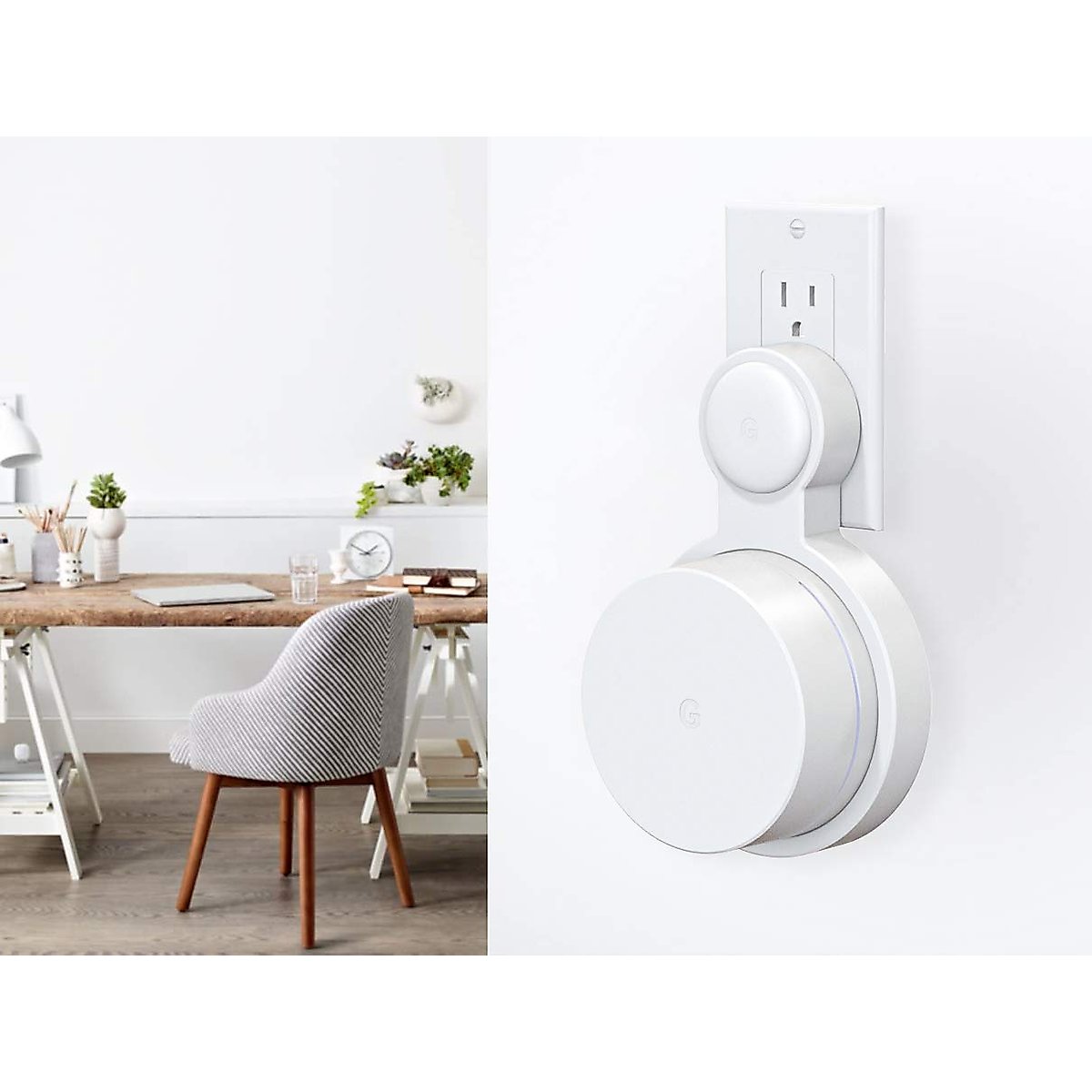 Outlet Wall Mount for Google WiFi AC1200, No Messy Wires Space Saving Easily Be Moved Outlet Mount for Google Mesh WiFi Router, Best Design for Winding Power Cord (1 Pack)
