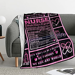 Nurse Blanket Gift for Women, Nurse Birthday Gift Lightweight Microfiber Throw Blanket for Living Room Couch Chair Bed Sofa Office 50x40i