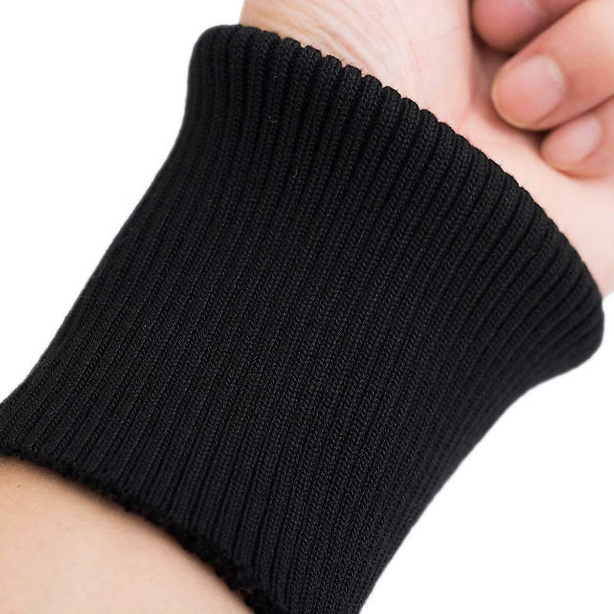 Tong Gu Leg Opening Cuffs Ribbed Trims Fabric Knitted Rib Stretch Tape Tubular Rib Cuffing Replacement DIY, 35 Colours (1 Pair, Black)