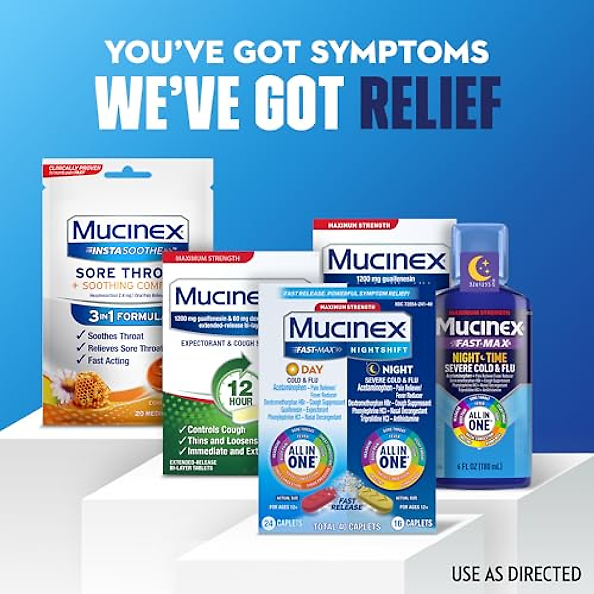 Mucinex Fast-Max Day Cold and Flu & Nightshift Night Severe Cold and Flu Medicine for Adults, Day/Night Combo Pack for Fever, Sore Throat Relief, Decongestant, Cough & Cold Medicines, 40 Caplets