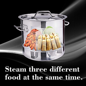 ARC 20QT Stainless Steel Tamale Steamer Pot w/Easy-fill Water Spout, Seafood Crab Steamer with Divider and Steamer Rack, 5 Gallon