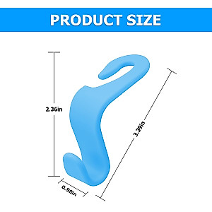 4PCS Car Back Seat Headrest Hooks, Rear Car Seat Storage Headrest Hanger Holder Hooks Organizer, Universal Auto Interior Accessories for Bag Purse Handbag Cloth Coats Grocery (Light Blue)