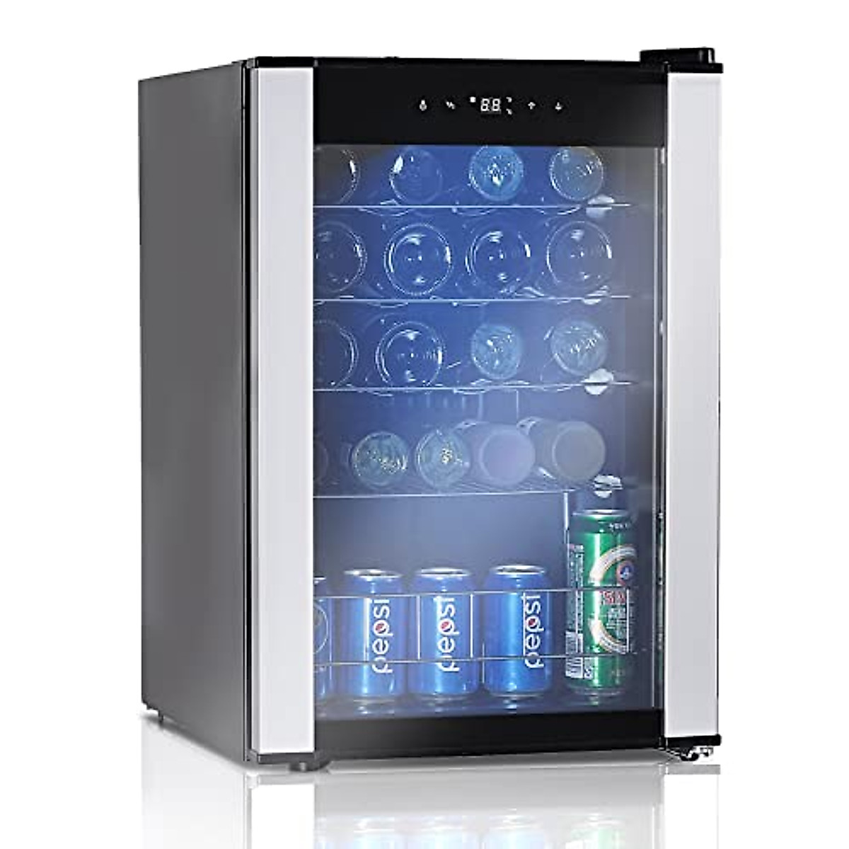 Techomey Wine Fridge Freestanding, 19 Bottle Compressor Wine Cooler Refrigerator with Digital Thermostat and Glass Door, Stainless Steel