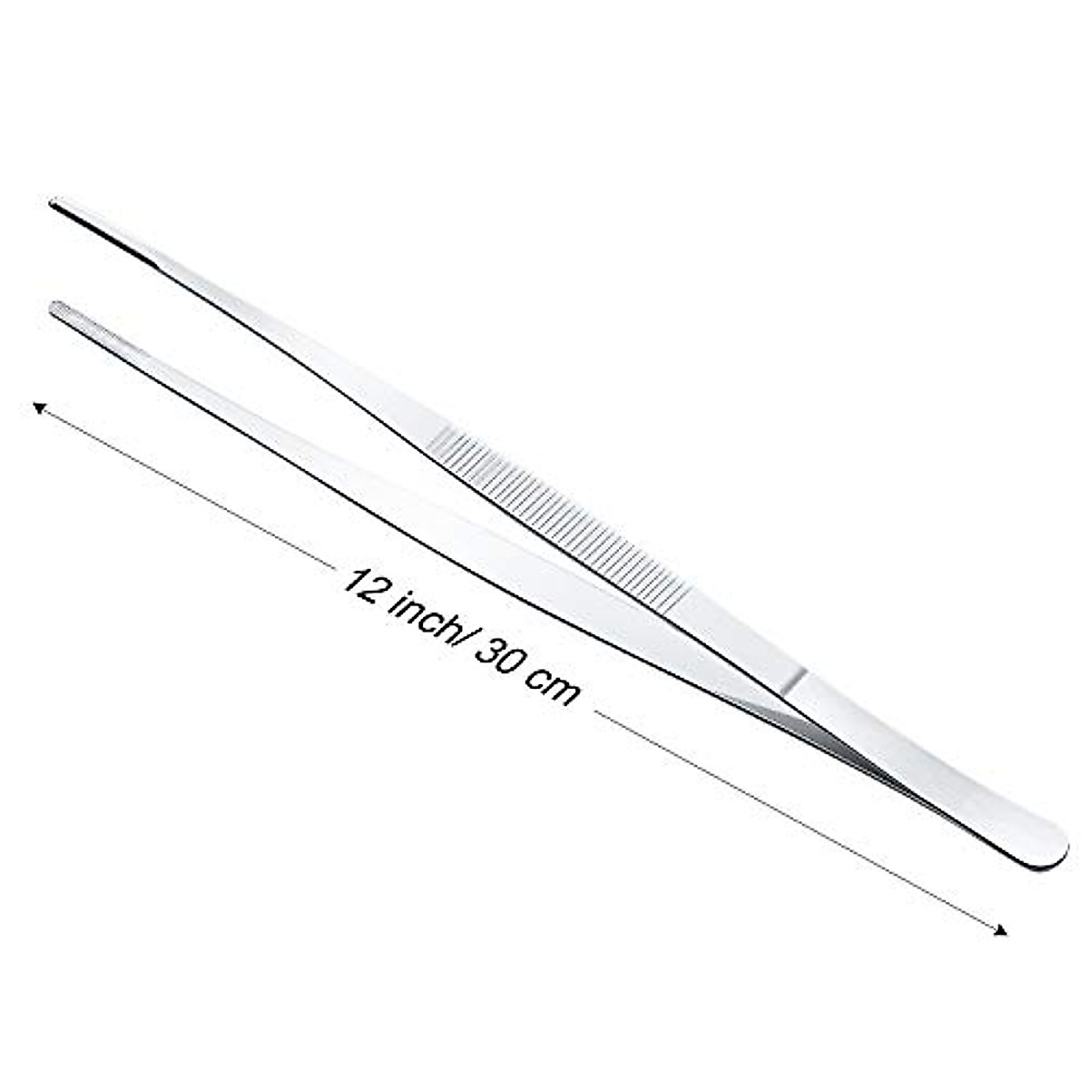 4 Packs 12 Inch Fine Tongs Tweezers Bar Tongs, Stainless Steel Food Tweezers with Precision Serrated Tips for Cooking, Repairing, Medical, Beauty and Sea Food