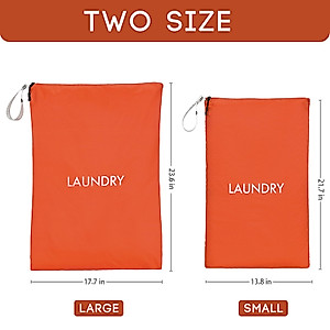 Missboy Travel Laundry Bag, 2 Pack Waterproof Dirty Clothes Organizer, Foldable Zipper Closure Laundry Bag, Washable Travel Bag and Gym Clothes Bag for Women and Men