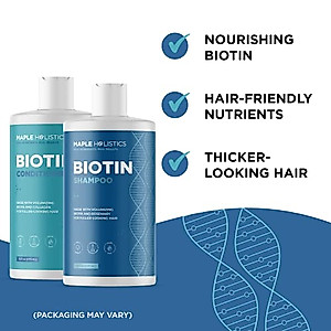 Volumizing Biotin Shampoo and Conditioner Set - Sulfate Free for Dry Damaged Hair and Scalp Care - Volumizing Shampoo for Thinning Hair with Jojoba and Argan Oil for Hair Care