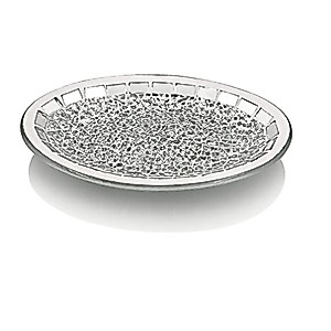 LushAccents Bathroom Accessories Set, 4-Piece Decorative Glass Bathroom Accessories Set, Soap Dispenser, Soap Tray, Jar, Toothbrush Holder, Elegant Silver Mosaic Glass