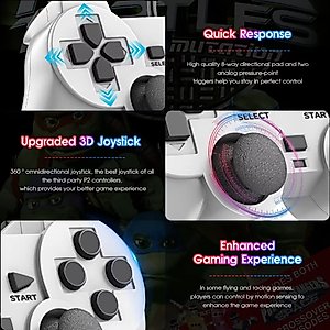 FIOTOK Wired Controller Compatible with PS2 Console with Upgraded Joystick/Double Shock/with 2.2M Cable PS2 Remote Gamepad | Enhanced (Grey)