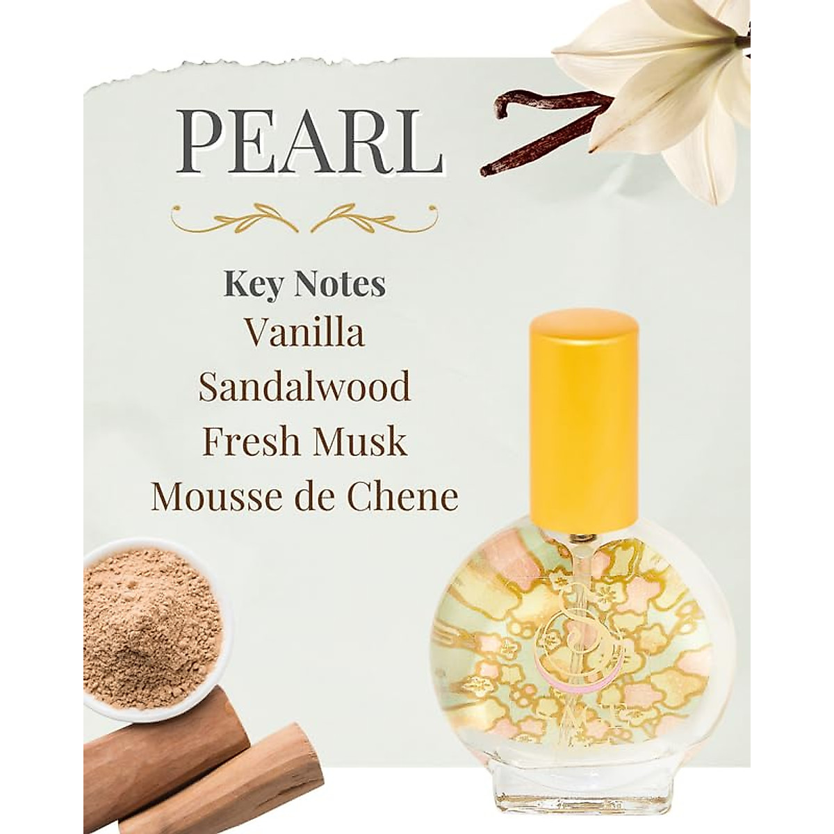 Pearl Organic Mini Perfume Spray by Sage- 1/2 oz, Vegan & Cruelty-Free, Subtle Scent, Vanilla, Sandalwood, Musk